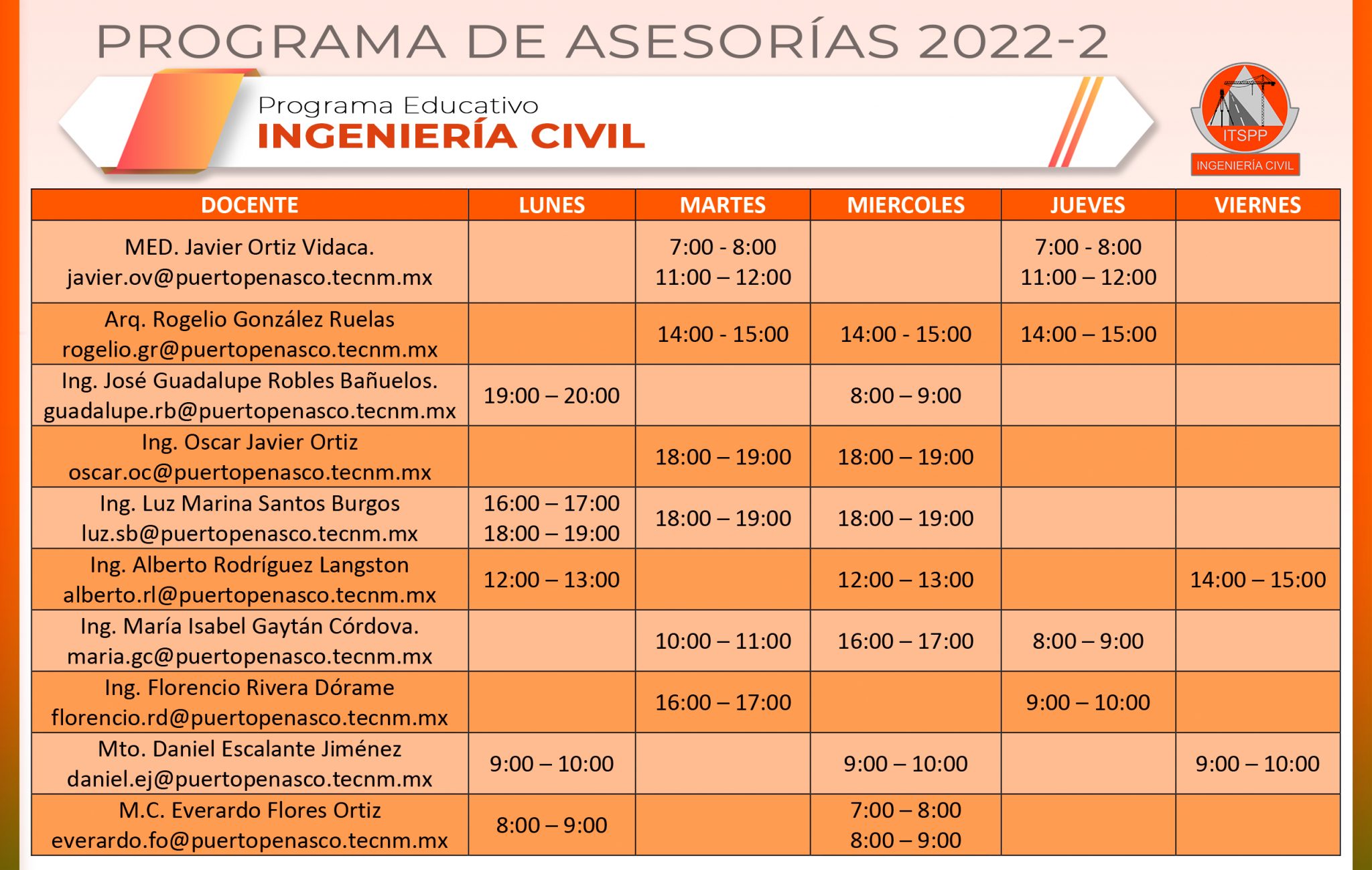 Horarios para asesorías de los programas educativos de Licenciatura en Administración ...